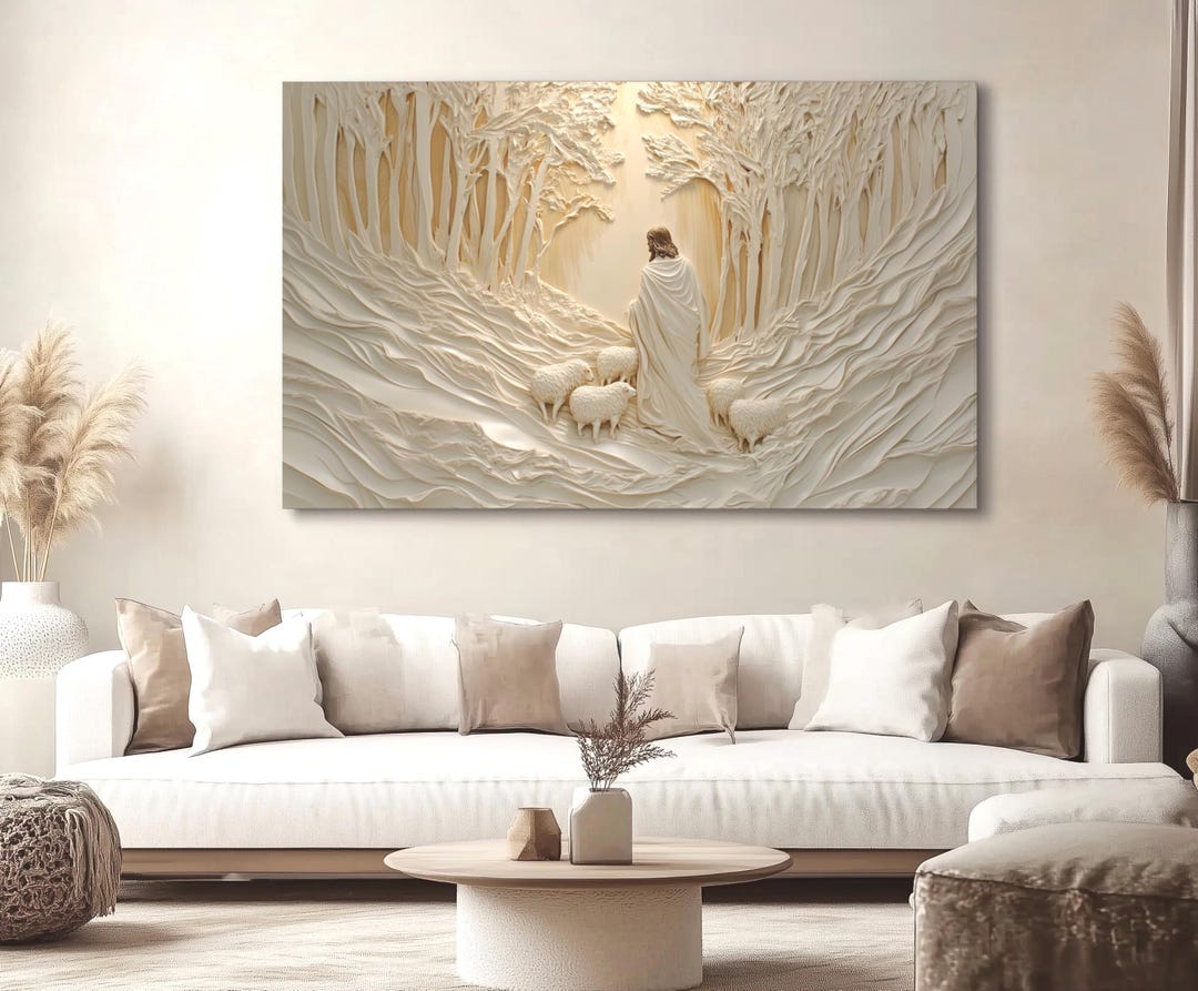 Faithful Shepherd Abstract Canvas Print, Christian Framed Wall Art, the ...