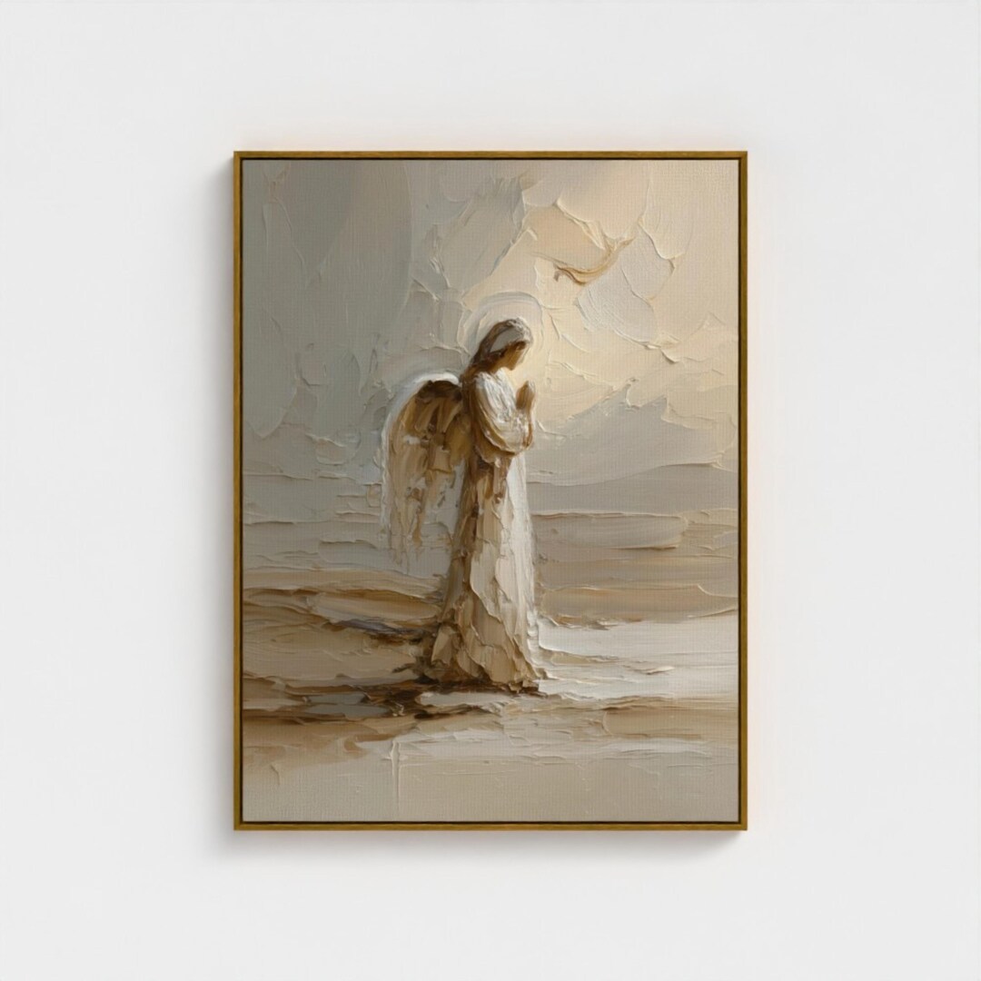 Guardian Angel Framed Canvas Print, Abstract Christian Artwork, Faith ...