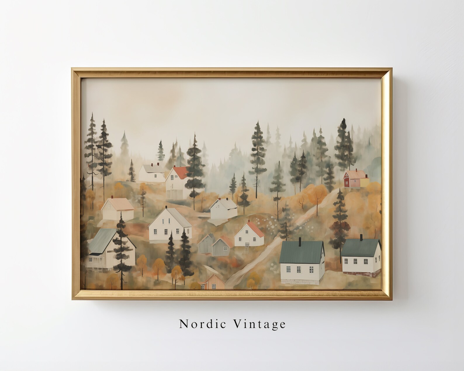 Norwegian Neighborhood Wall Art Vintage Norway Painting Norwegian Art ...