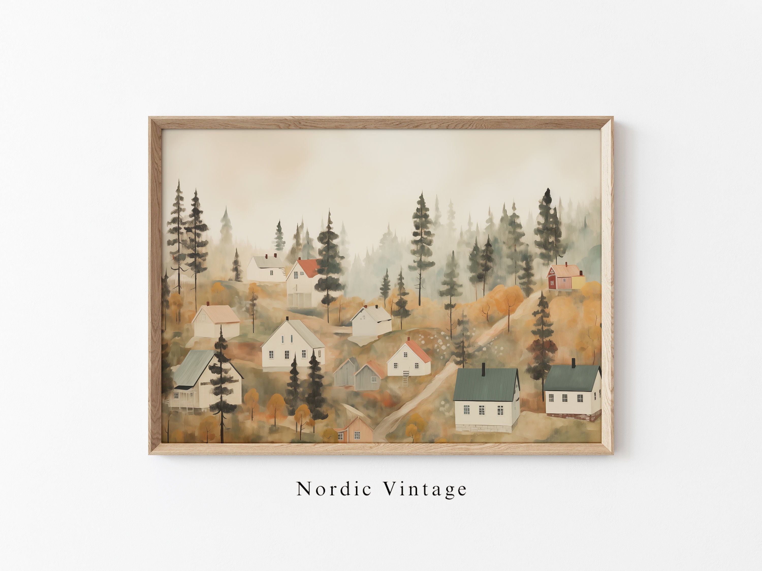 Norwegian Neighborhood Wall Art Vintage Norway Painting Norwegian Art ...