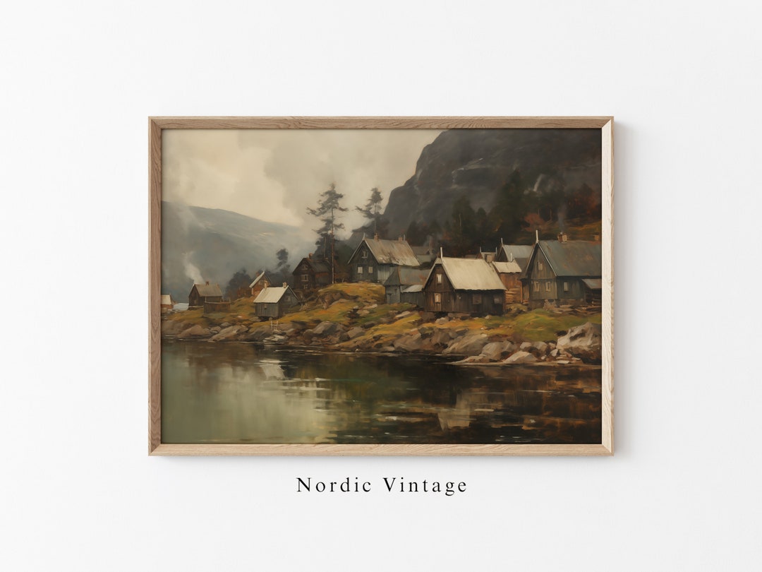Norway Fjord Vintage Art, Norwegian Art, Norwegian Folk Art, Fjord ...