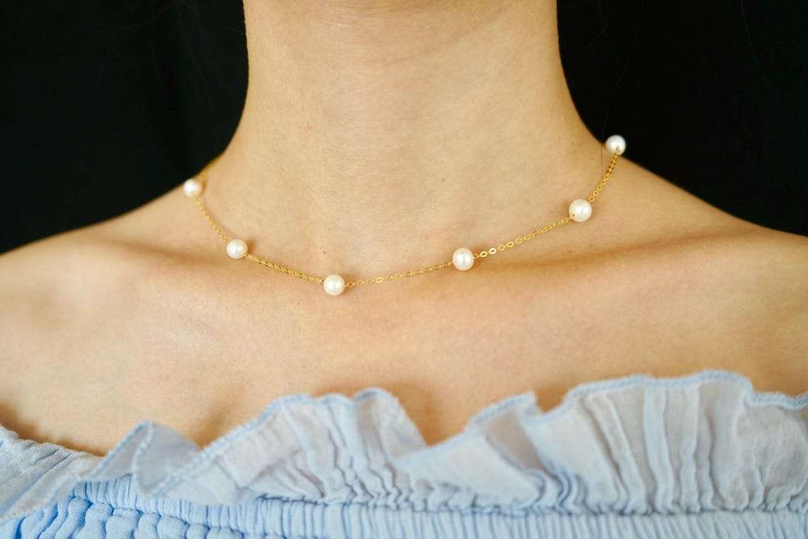 Gold Vermeil Starry Pearl Necklace – 18K Gold Plated, Elegant Pearl ...
