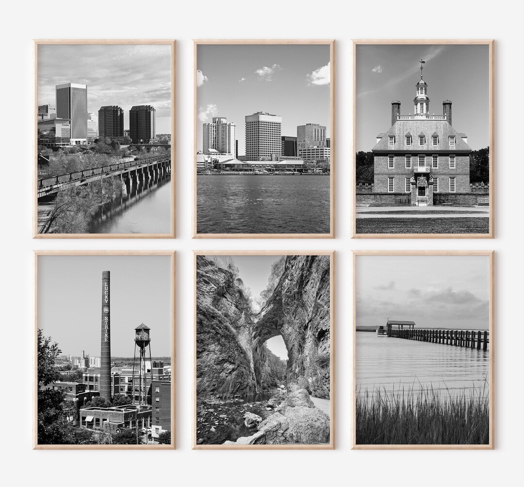 Virginia Prints Set of 6 | Black and White Photos Posters | Travel ...