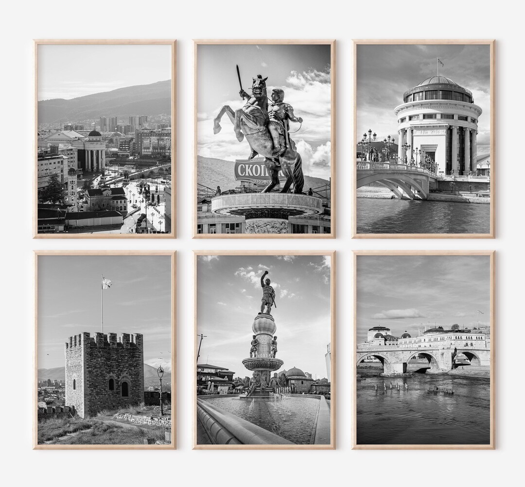 Skopje North Macedonia Prints Set of 6 | Black and White Photos Posters ...