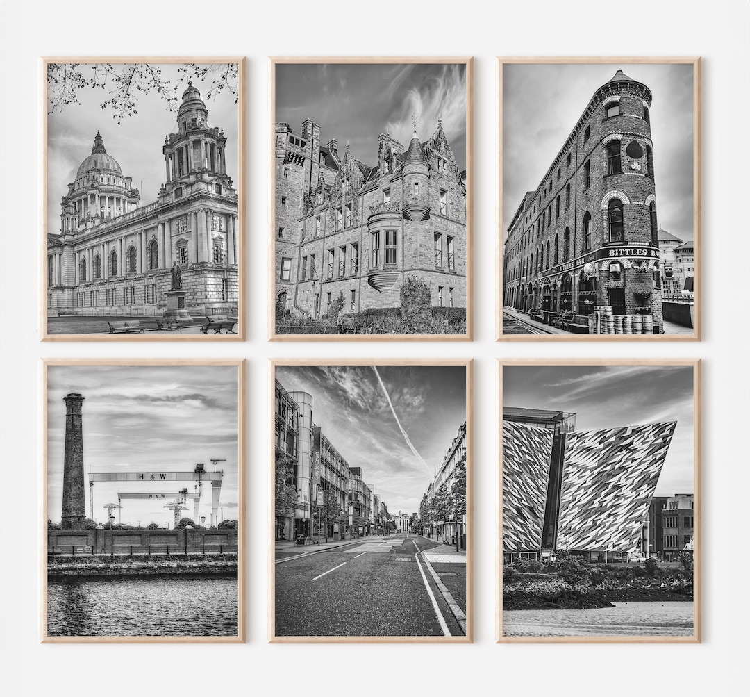 Belfast Northern Ireland Prints Set of 6 | Black and White Travel ...