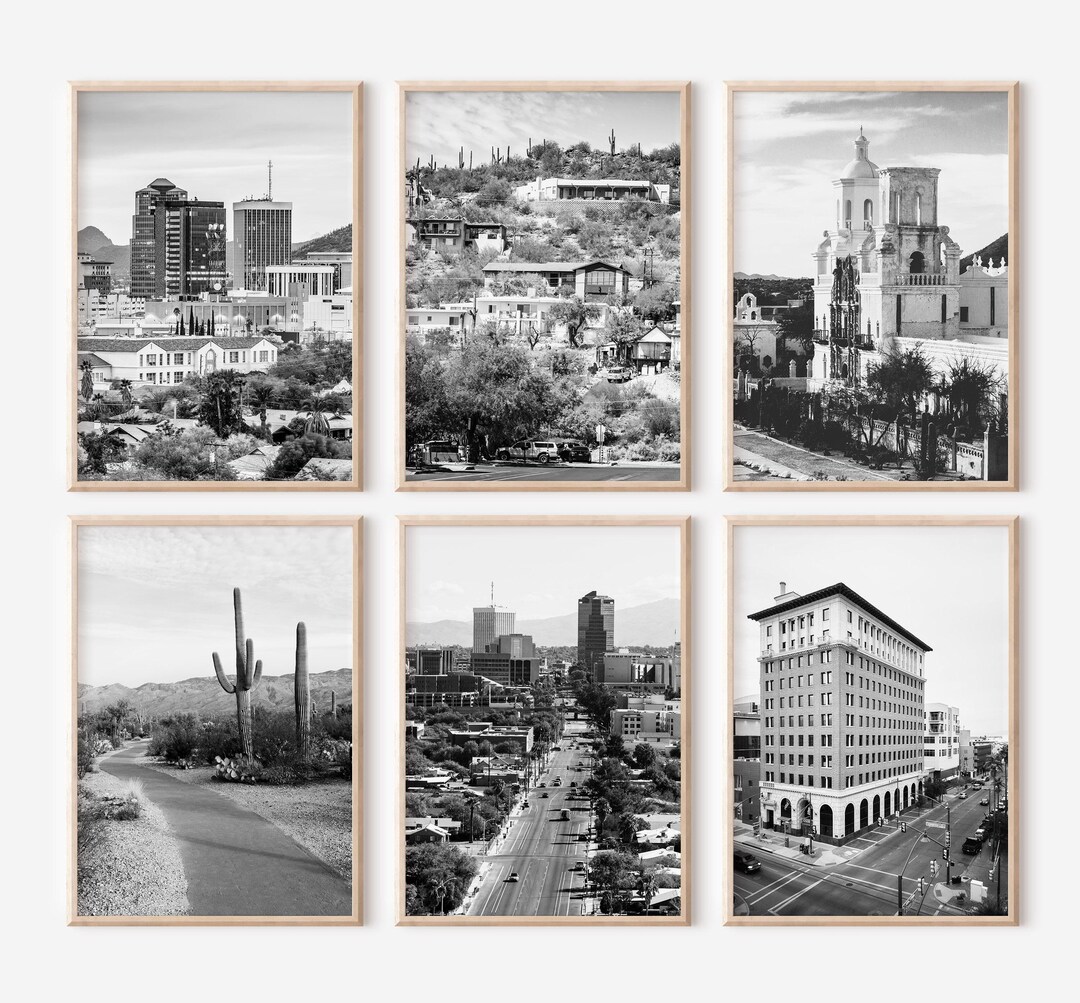 Tucson Arizona Prints Set of 6 | Black and White Photos Posters ...