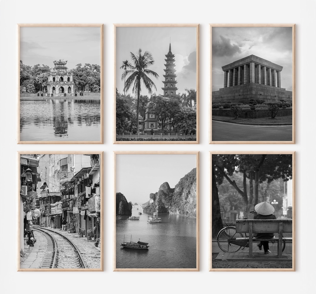 Hanoi Vietnam Prints Set of 6 | Black and White Photos Posters | Travel ...