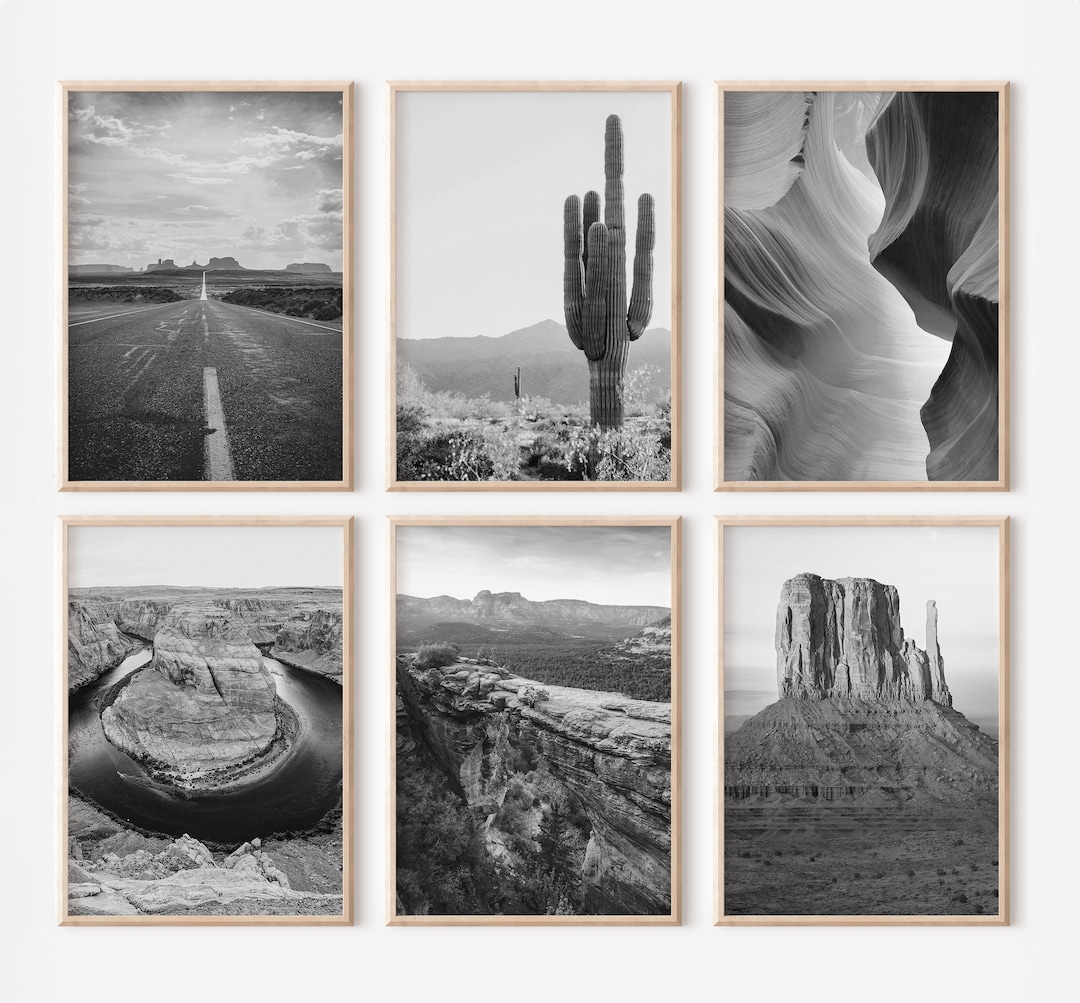 Arizona Prints Set of 6 | Black and White Photos Posters | Travel ...