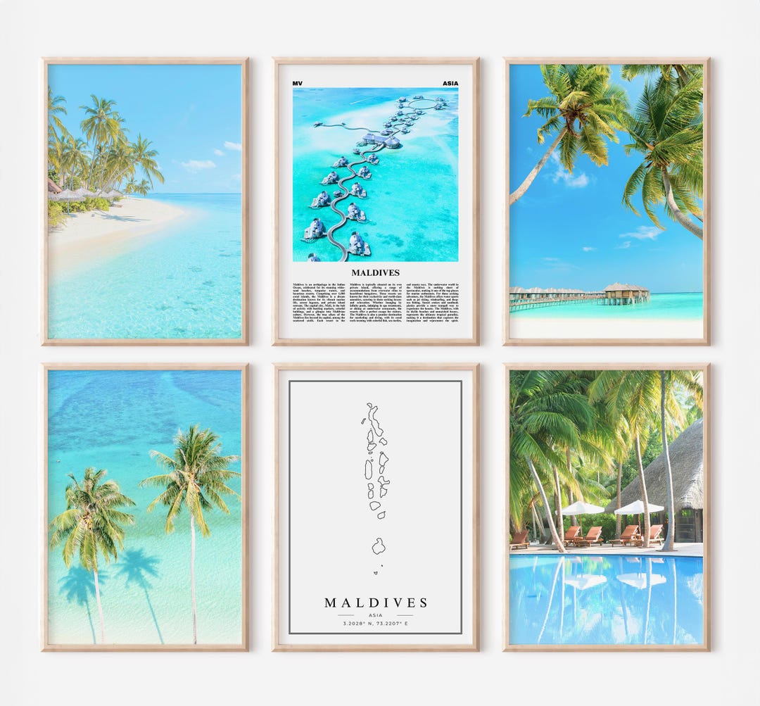 Maldives Set of 6 | Colour Photos Posters | Travel Photography Wall Art ...