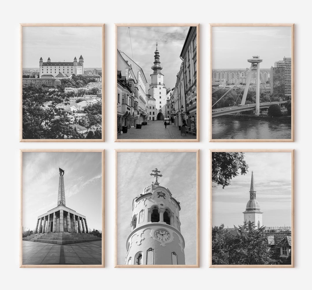 Bratislava Slovakia Prints Set of 6 | Black and White Photos Posters ...