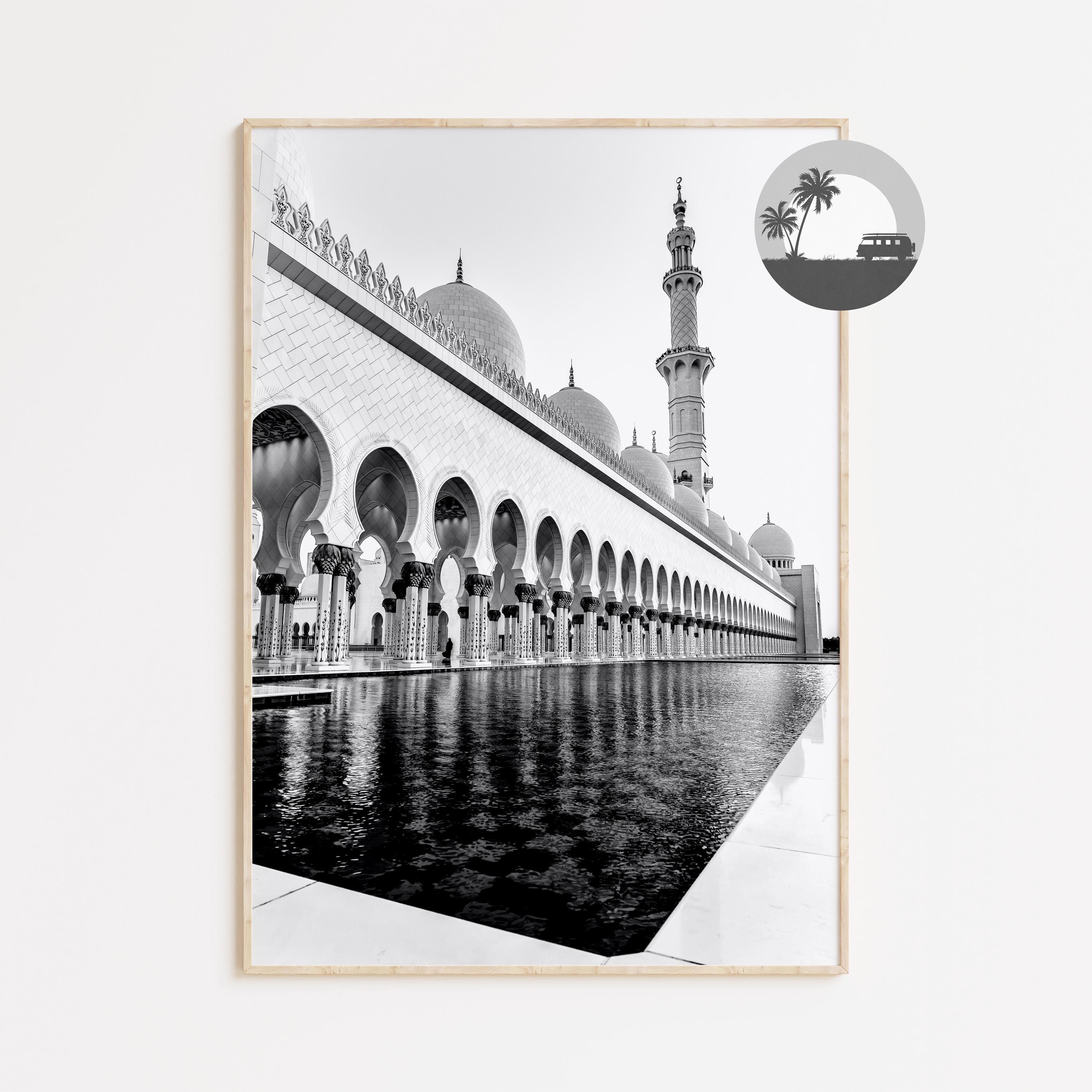 Sheikh Zayed Grand Mosque Abu Dhabi Prints Set of 6 | Black and White ...