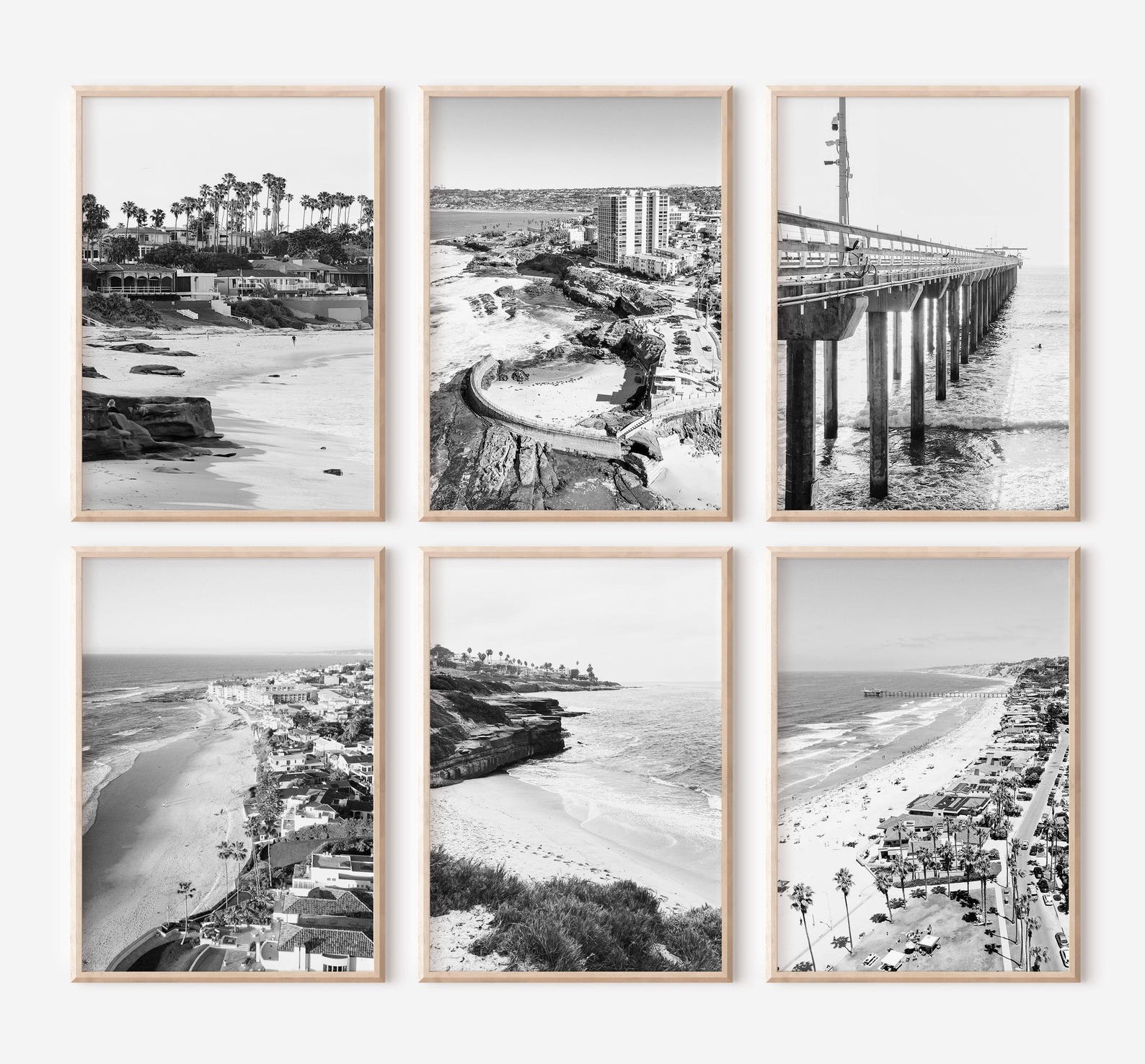La Jolla California Prints Set of 6 | Black and White Photos Posters ...