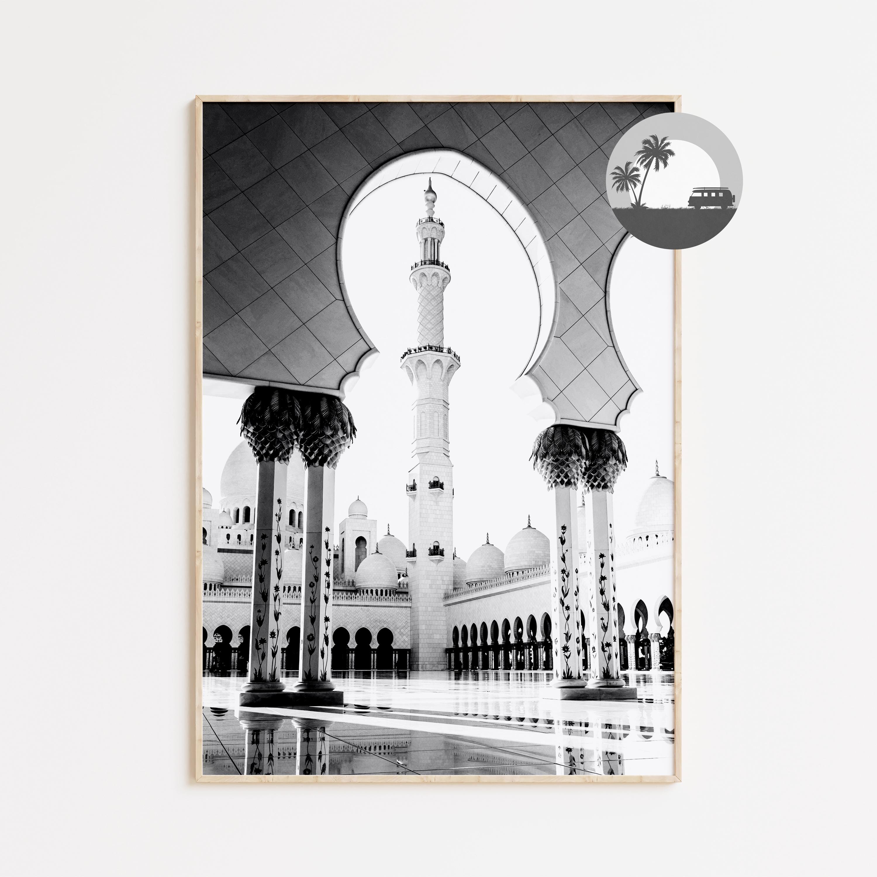 Sheikh Zayed Grand Mosque Abu Dhabi Prints Set of 6 | Black and White ...