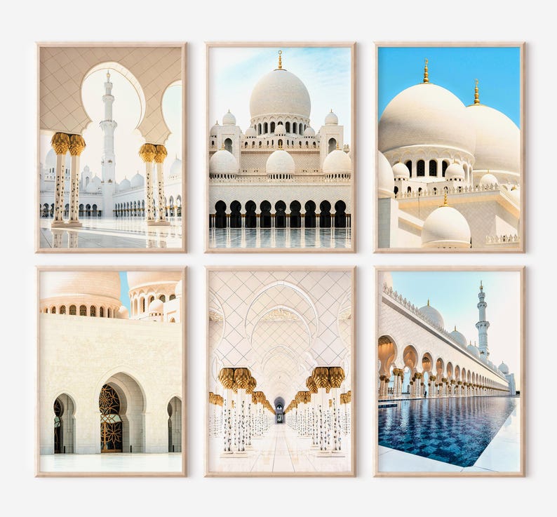 Sheikh Zayed Grand Mosque Abu Dhabi Prints Set of 6 | Colour Photos ...