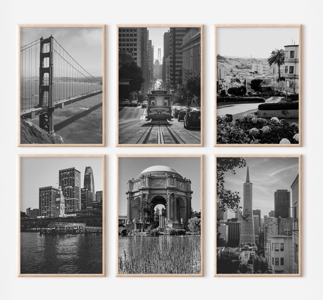 San Francisco California Prints Set of 6 | Black and White Photos ...