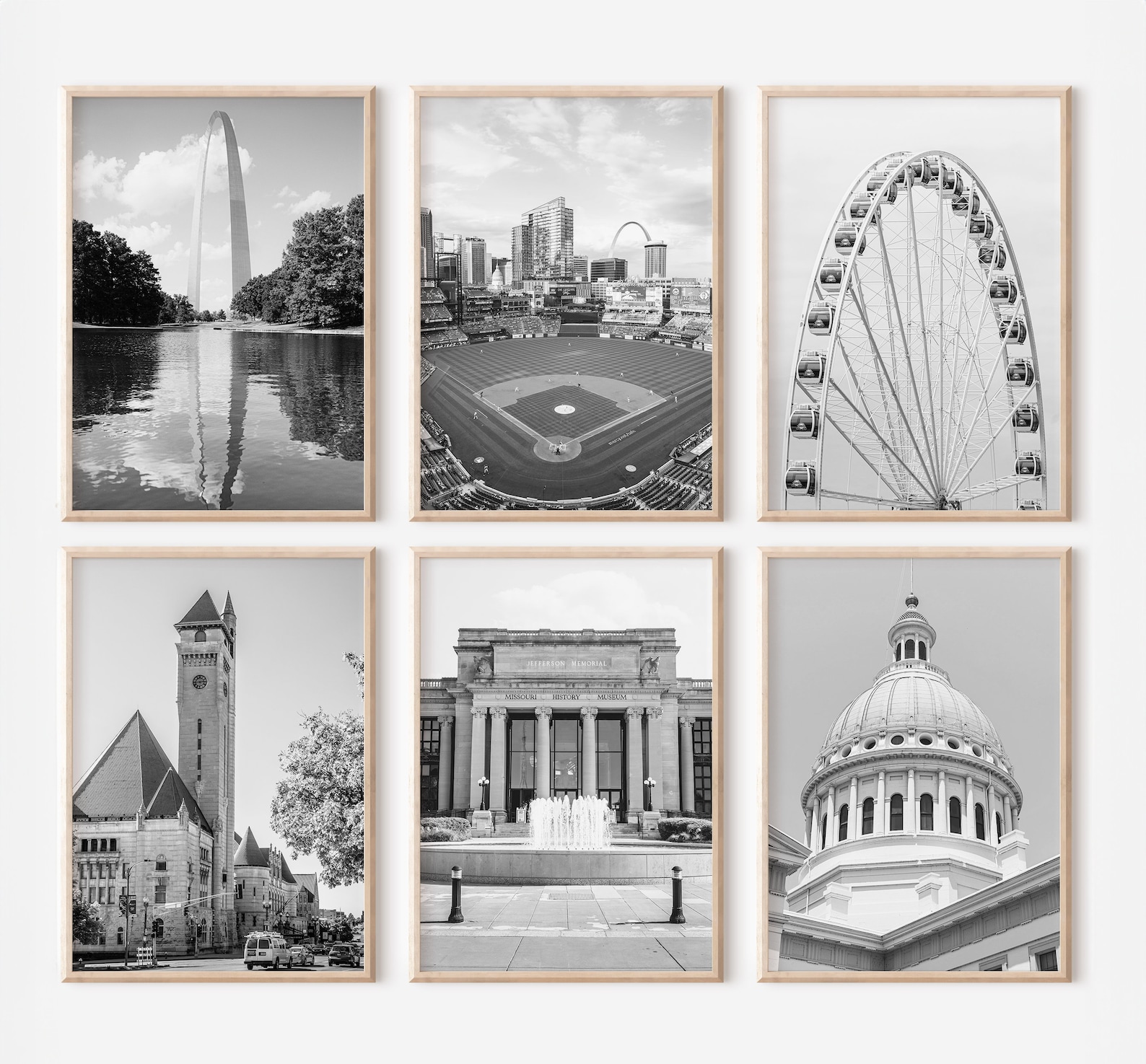 St. Louis Missouri Prints Set of 6 | Black and White Photos Posters ...