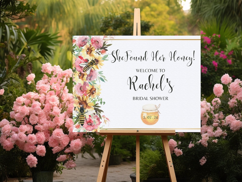 Bridal Shower Welcome Sign She Found Her Honey Bridal Shower Decor ...