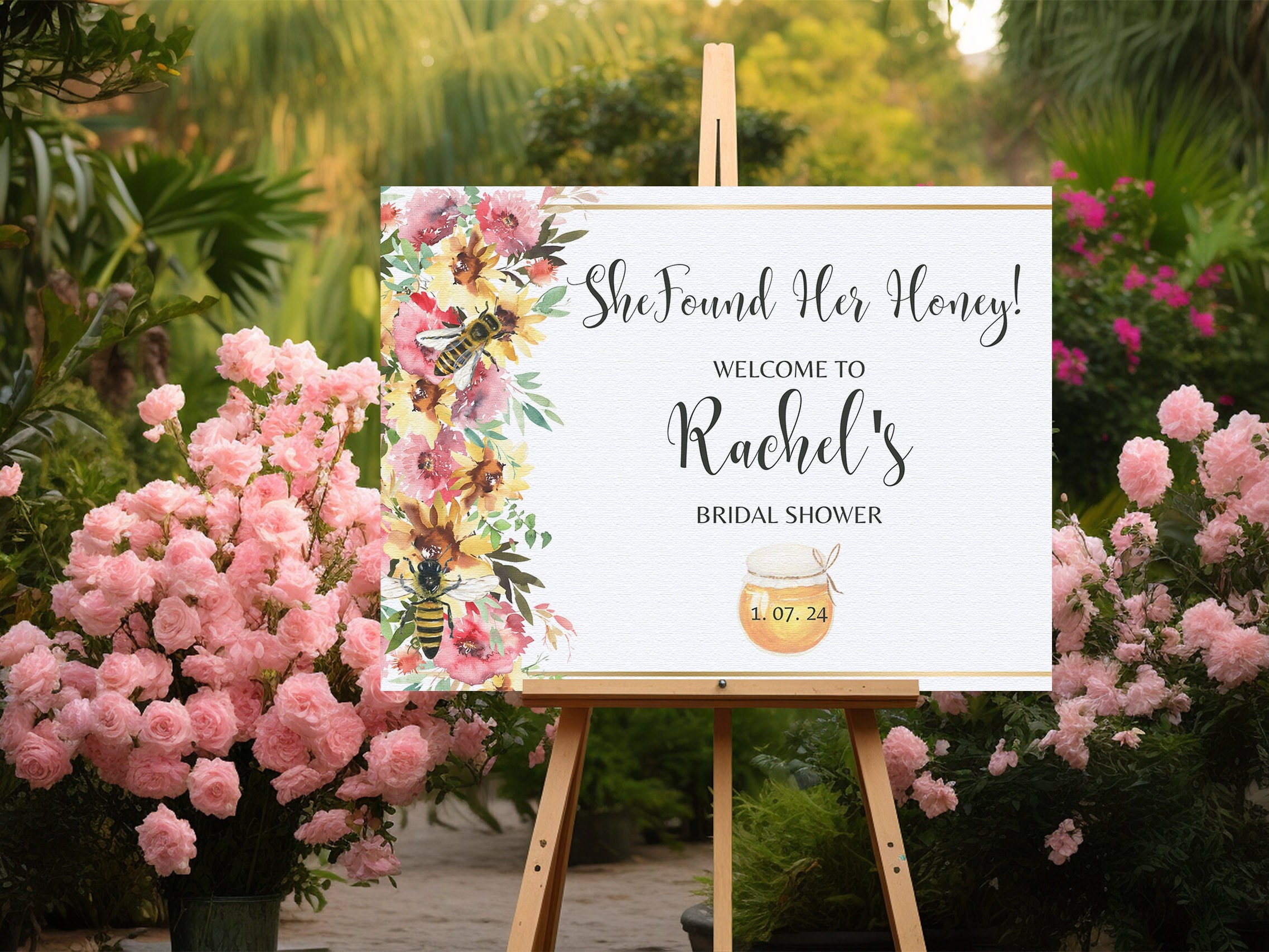 Bridal Shower Welcome Sign She Found Her Honey Bridal Shower Decor ...