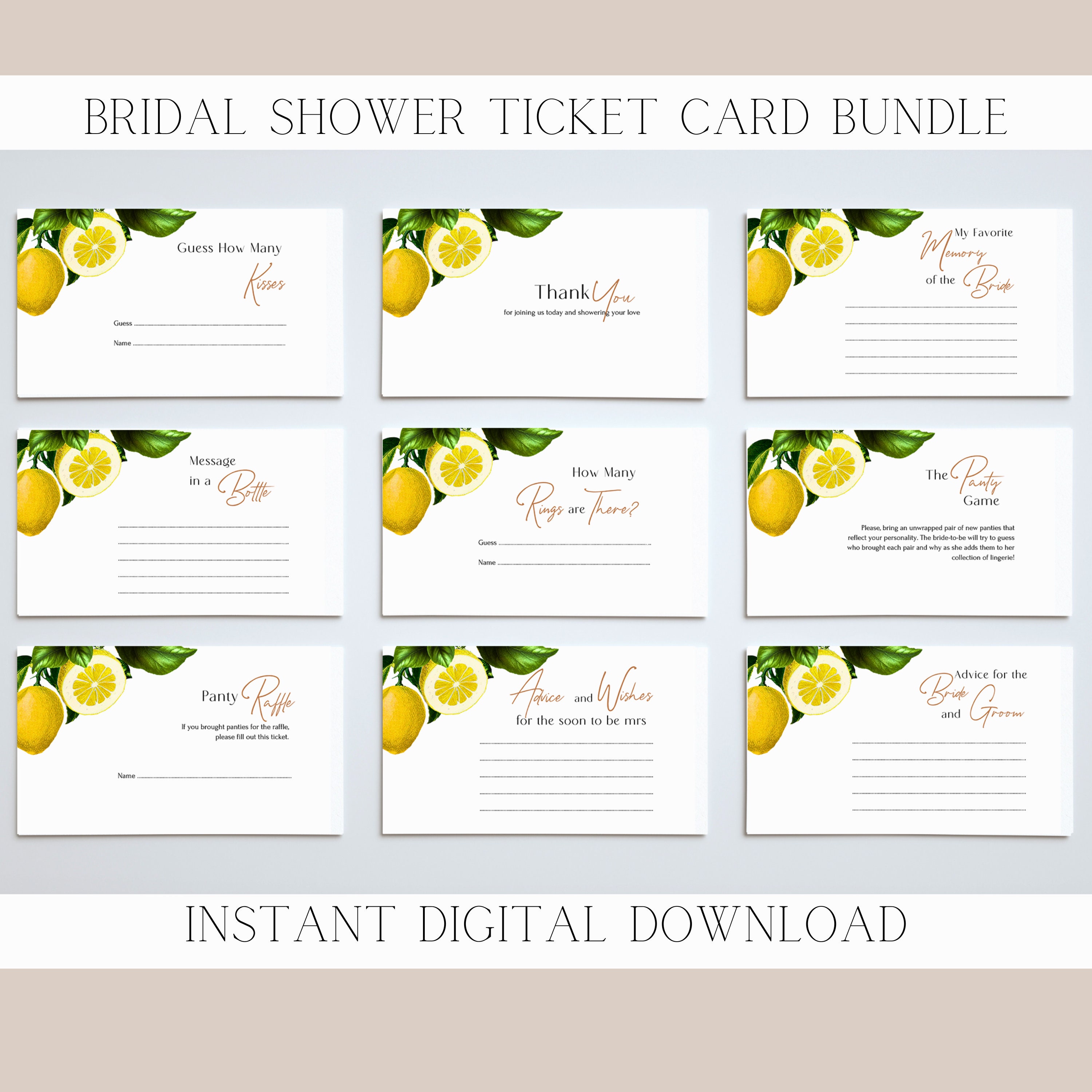 Lemon Bridal Shower Games She Found Her Main Squeeze Game Ticket Bundle ...