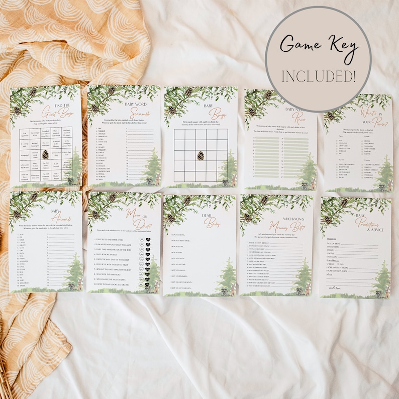 Woodland Baby Shower Games, Forest Animal Baby Shower Game Bundle ...