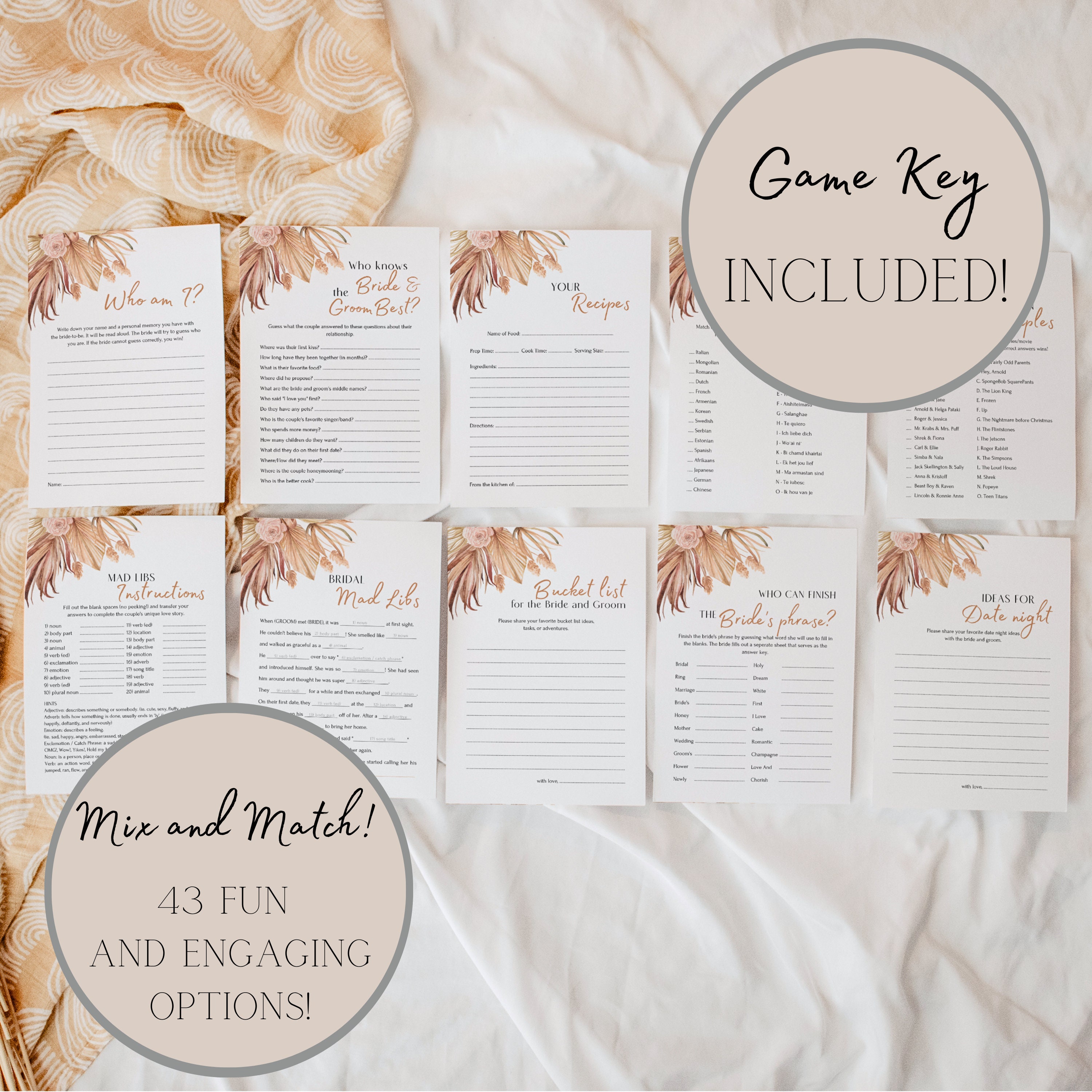 Boho Bridal Shower Games Floral Boho Game Bundle for Bridal Shower ...