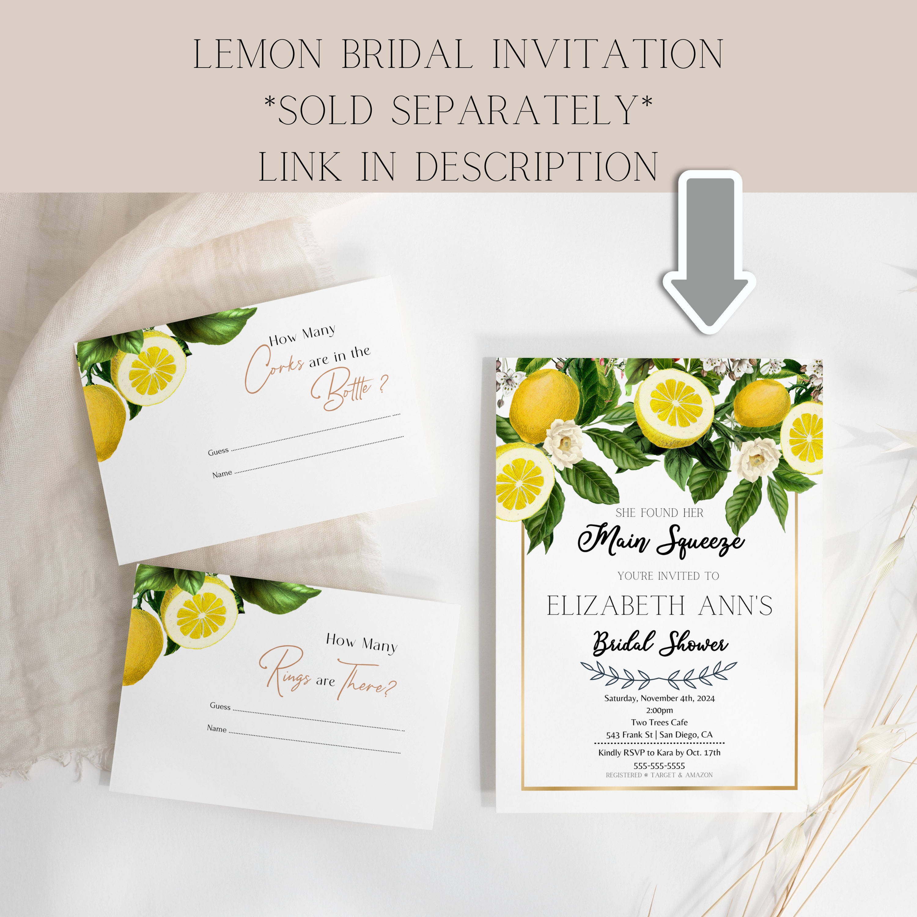 Lemon Bridal Shower Games She Found Her Main Squeeze Game Ticket Bundle ...