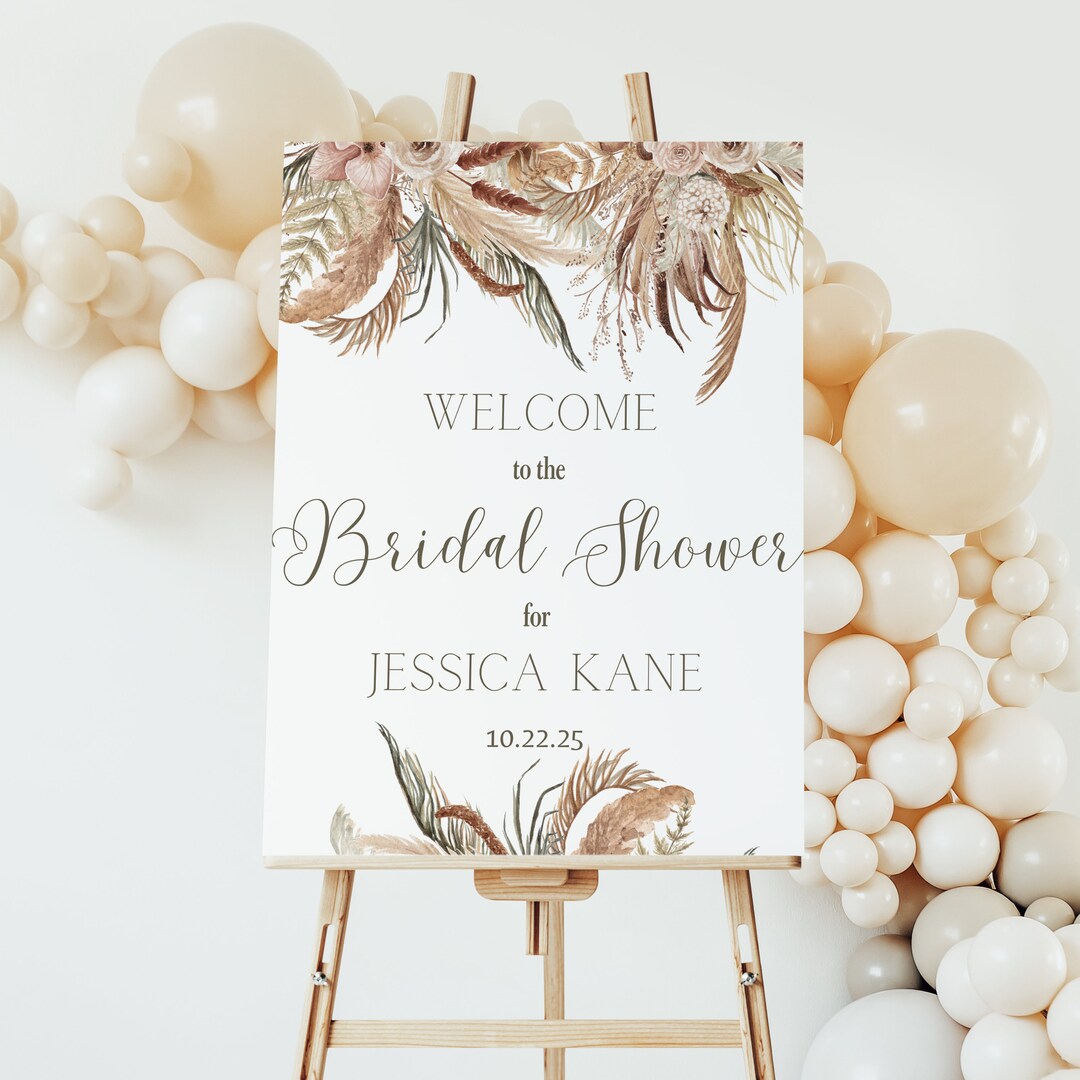 Boho Bridal Shower Welcome Sign, Boho Floral Theme, Custom Welcome Sign ...