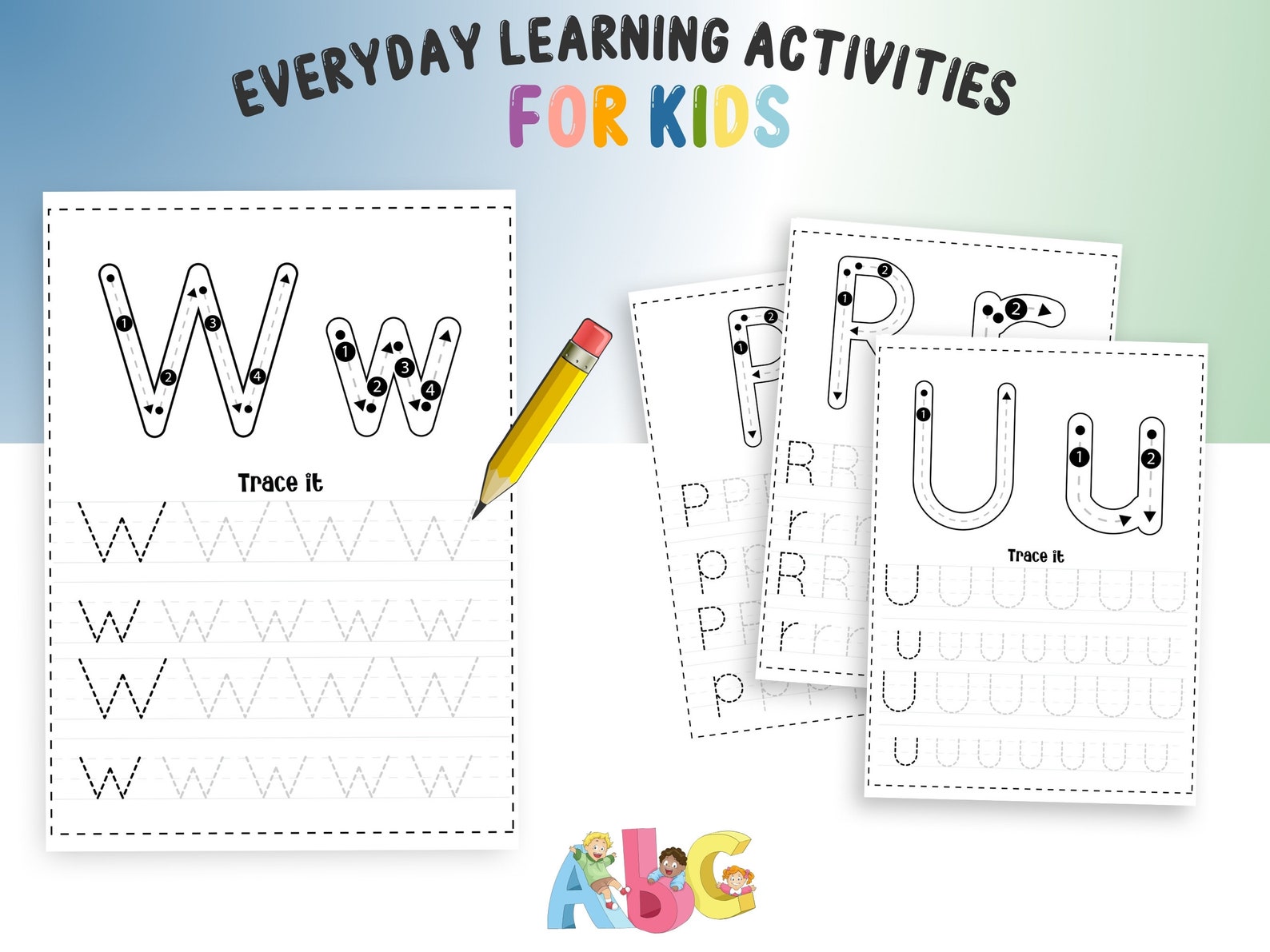 Printable Kids Alphabet Tracing Worksheet, Pre-school Kindergarten ...