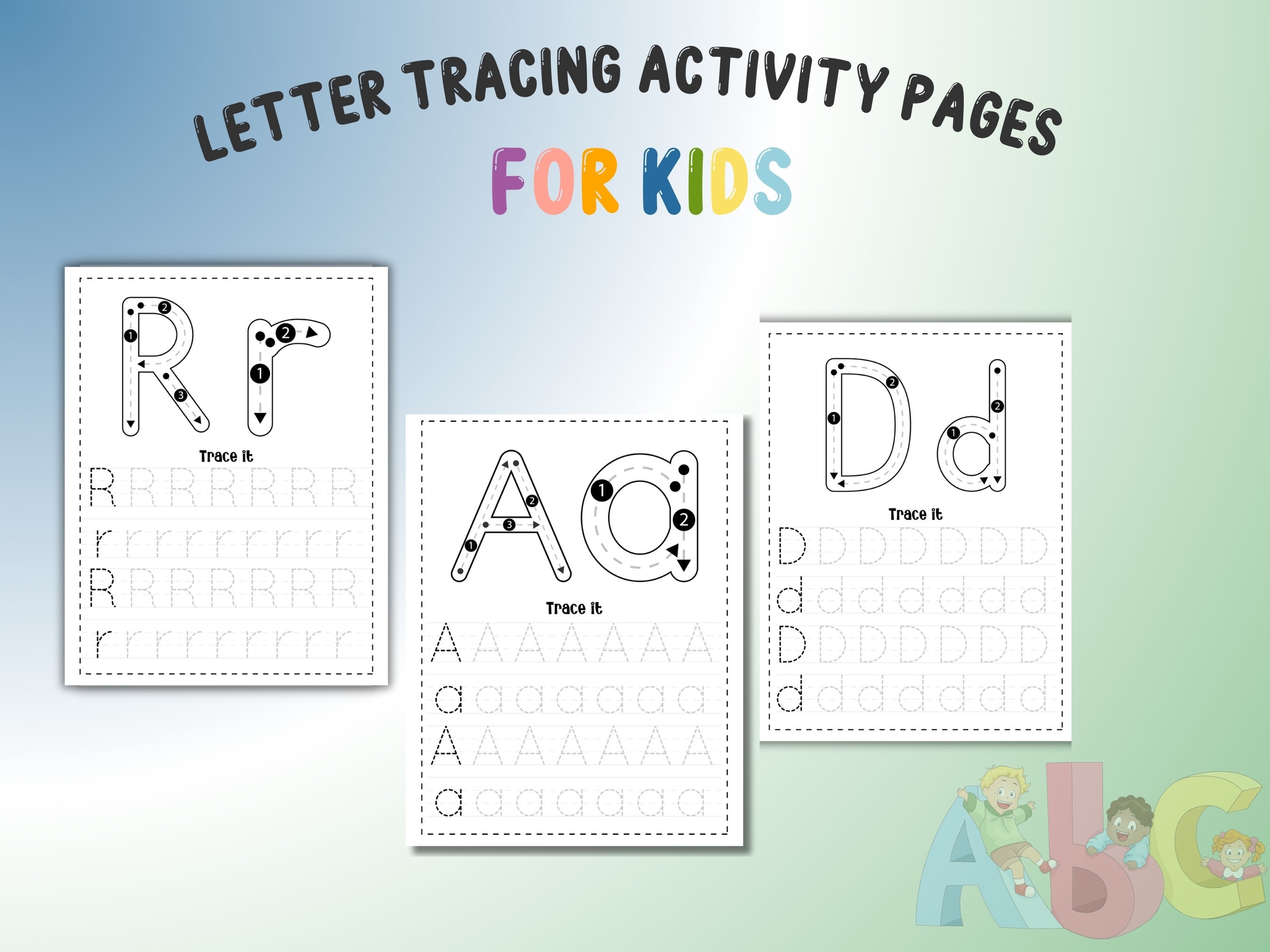 Printable Kids Alphabet Tracing Worksheet, Pre-school Kindergarten ...