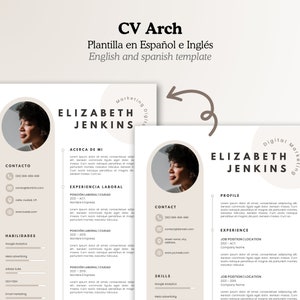Arch Resume Template. Editable With Canva. English and Spanish - Etsy