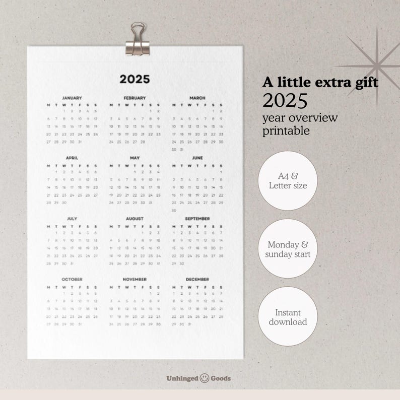 Printable Calendar 2025 | Monthly Planner, A4 & Letter Format ...