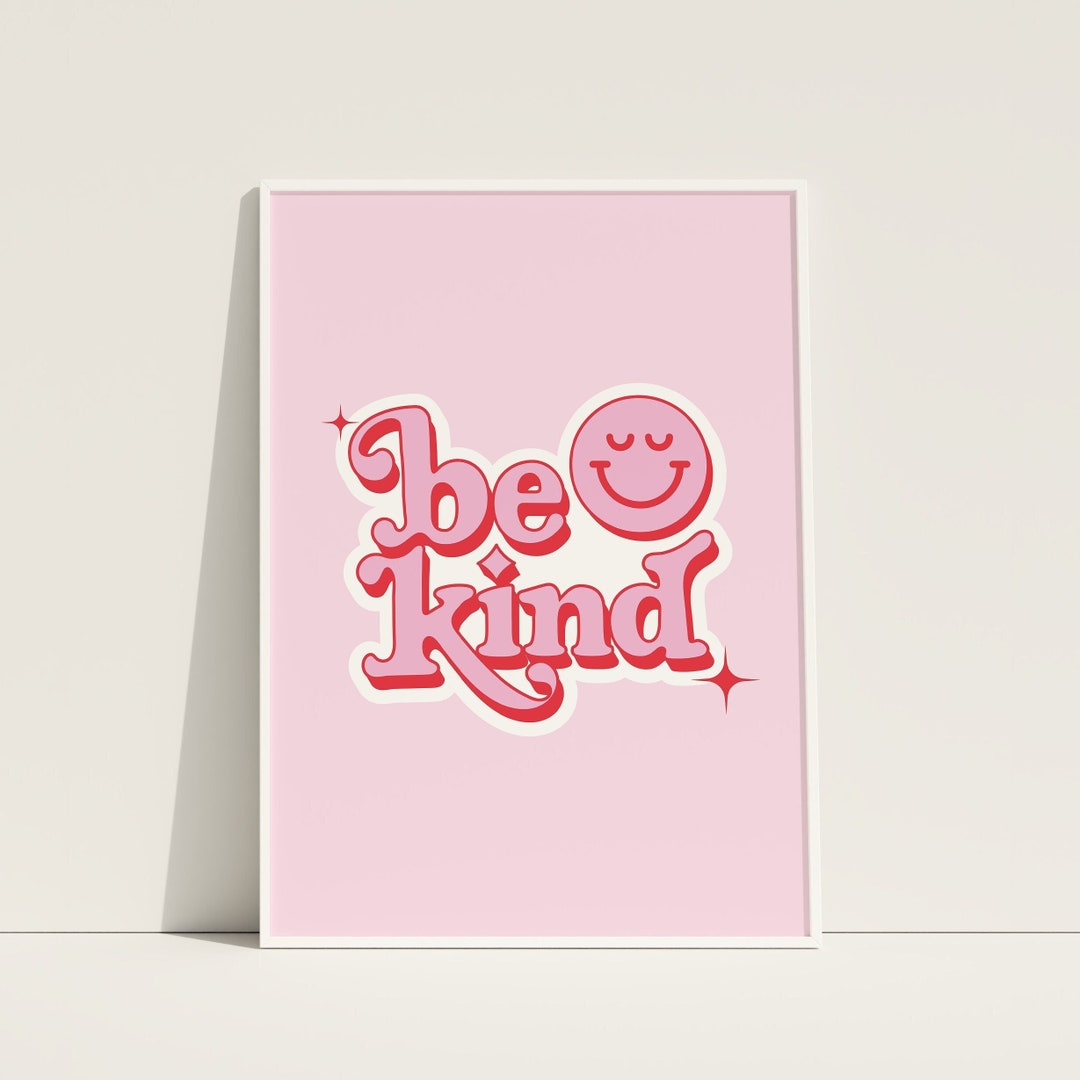 Be Kind Print - Modern Pink Wall Art, Pink Print, Pink Poster ...