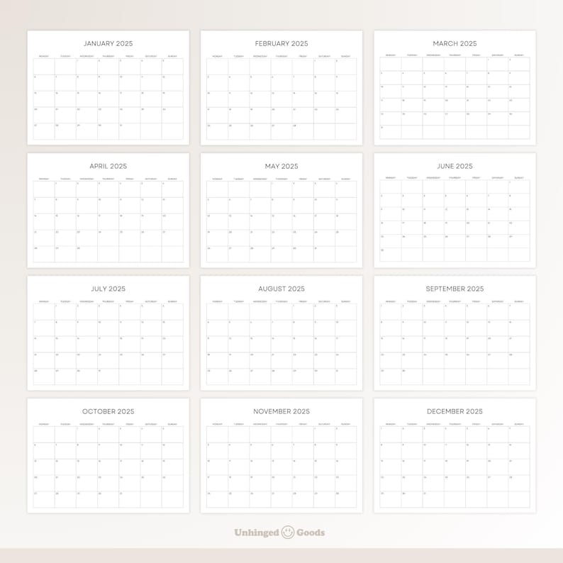 Printable Calendar 2025 | Monthly Planner, A4 & Letter Format ...