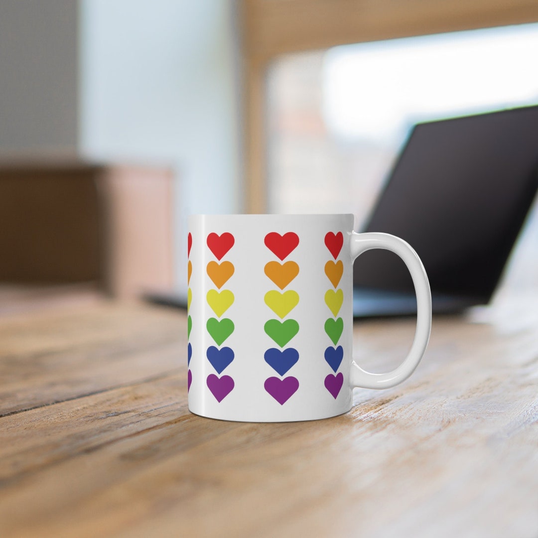 LGBT Pride Mug With Rainbow Colored Hearts, Great Gift for Friends ...