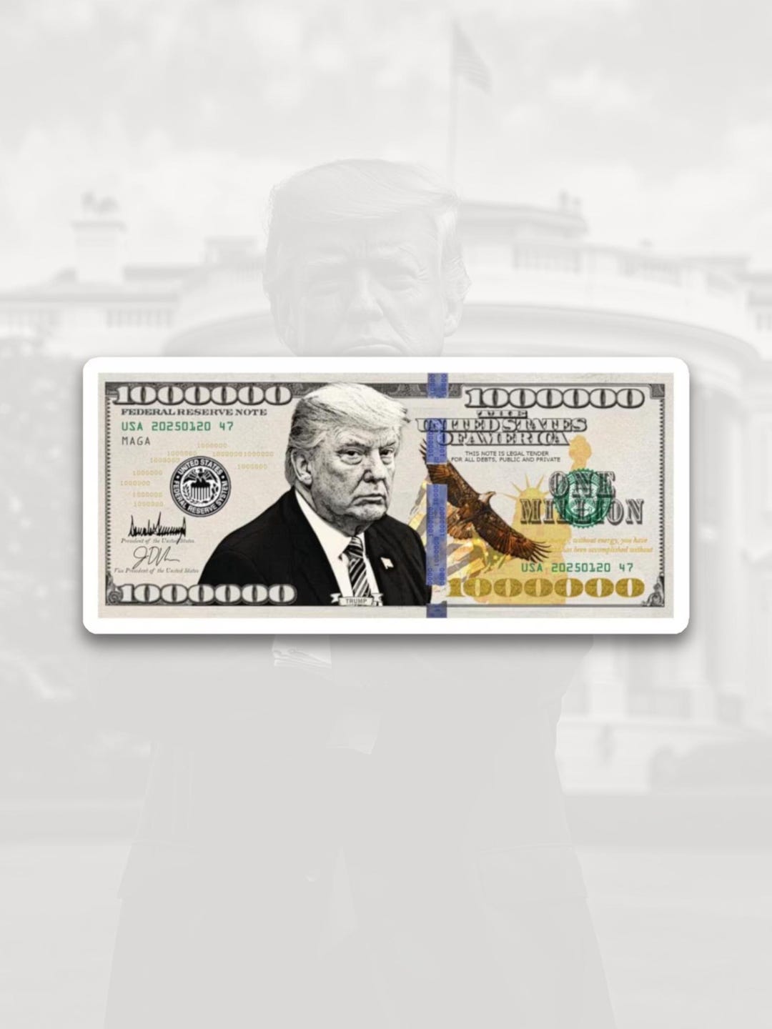 One Million Dollar Vision Sticker - A Tribute to American Prosperity - Etsy