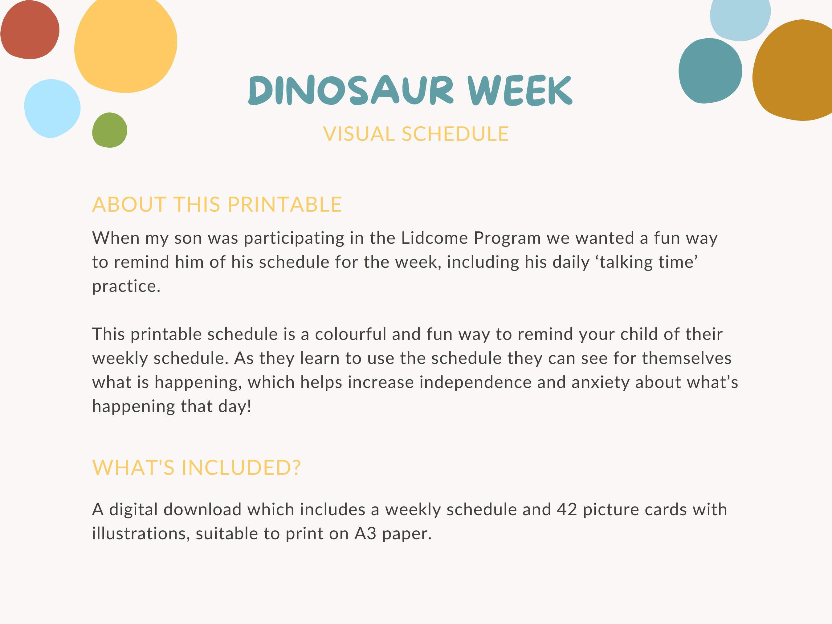 Visual Schedule Toddler Weekly Schedule Planner Printable Dinosaurs ...