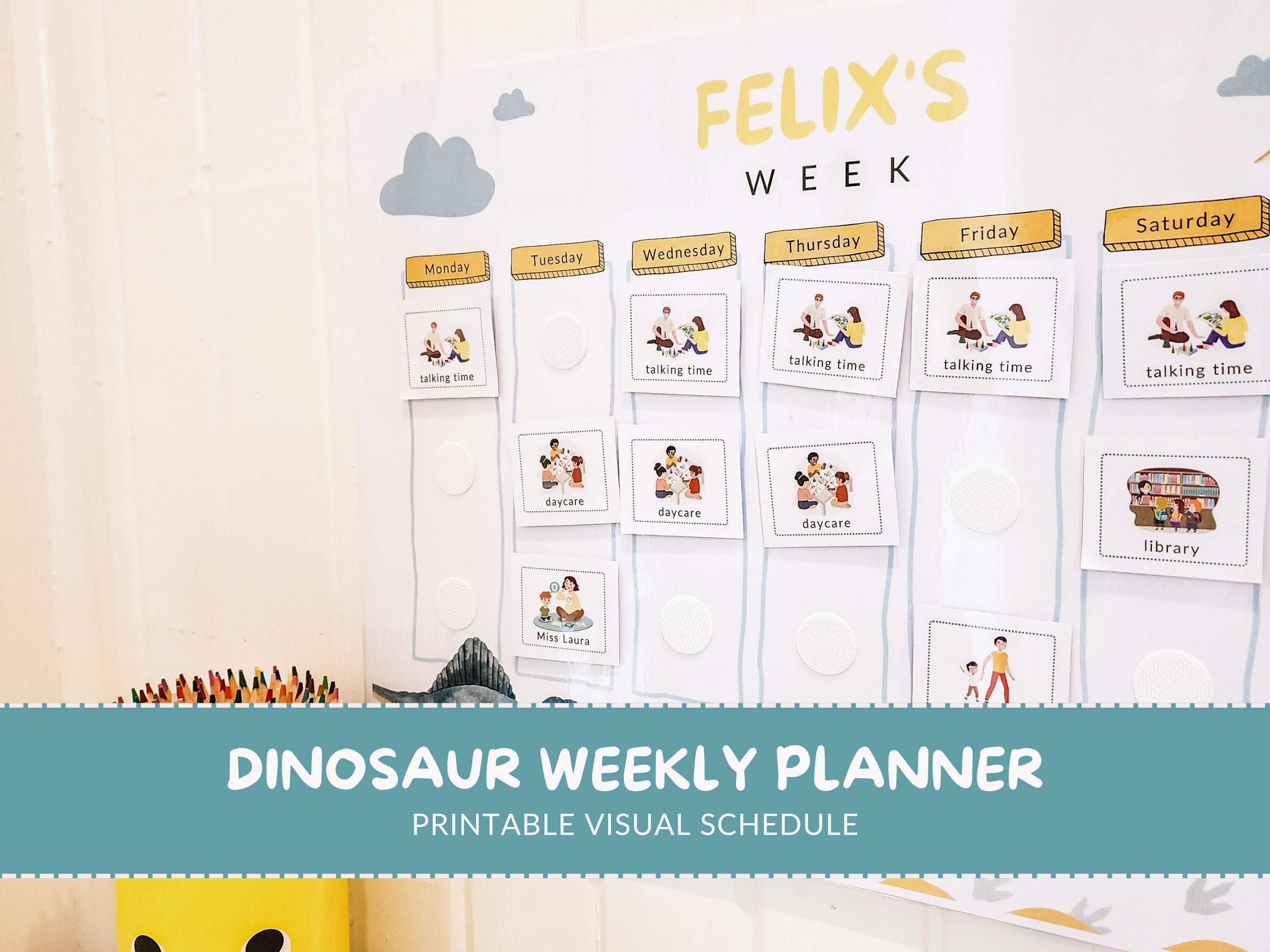 Visual Schedule Toddler Weekly Schedule Planner Printable Dinosaurs ...