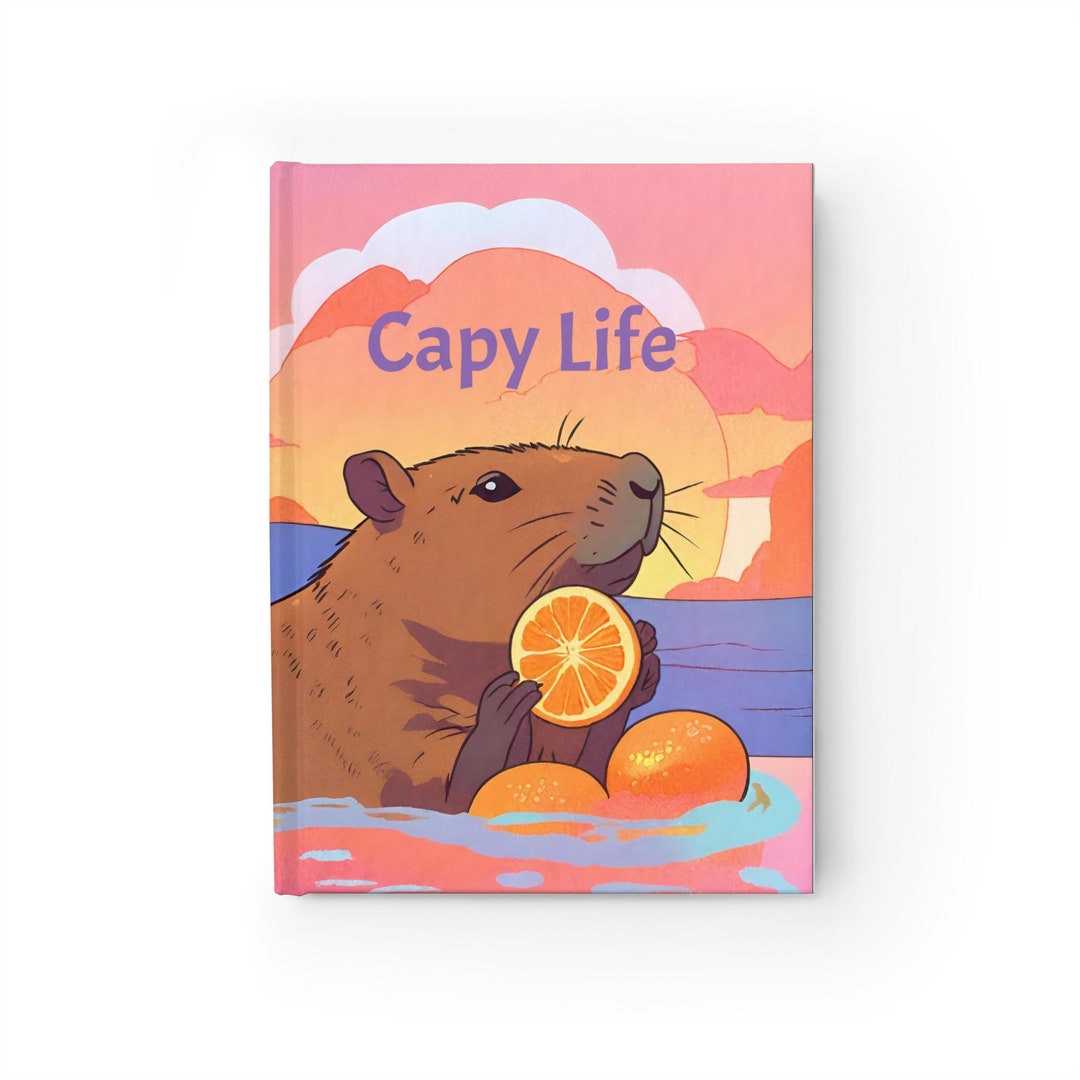 Capybara Capy capy Life Oranges Cute Animal Sunset Drawing Journal ...