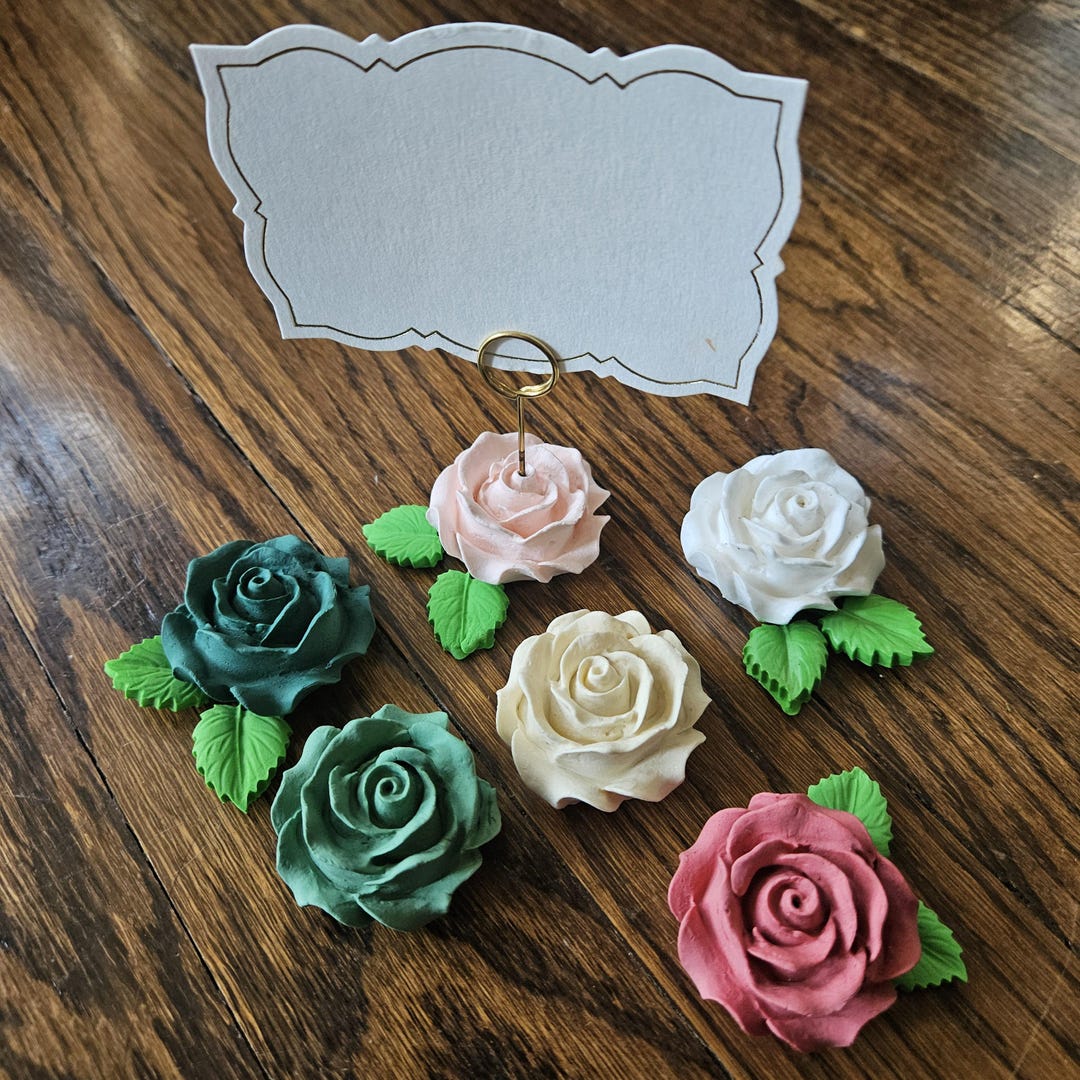 Air Clay Floral Rose Place Card Holder - Etsy