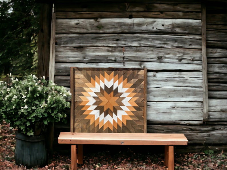 Amish Wall Art Barn Quilt, Handmade Rustic Wall Hanging, Wooden Wall ...