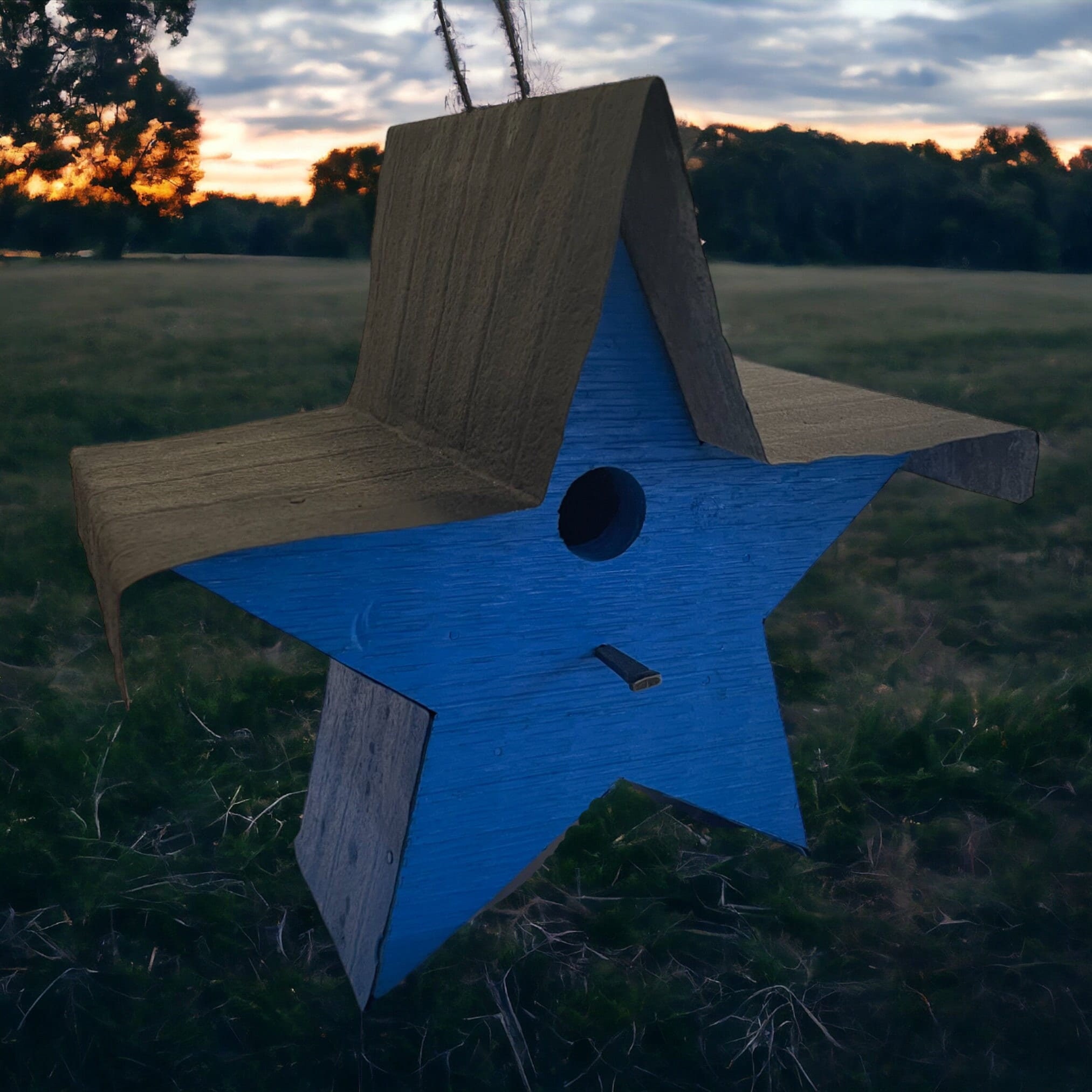 Small Yellow Wooden Birdhouse Handmade by Amish Star Birdhouse Outdoor ...