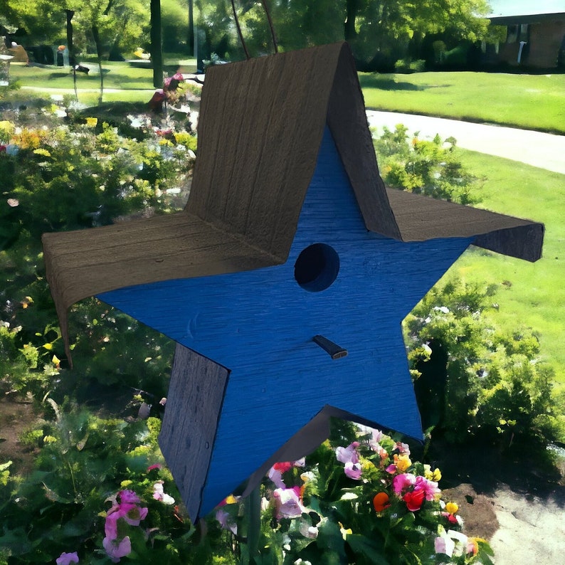 Small Yellow Wooden Birdhouse Handmade by Amish Star Birdhouse Outdoor ...