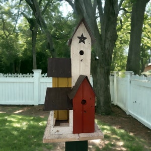 Bird Hotel Rustic Birdhouse With Feeder for Birds Amish Handmade ...