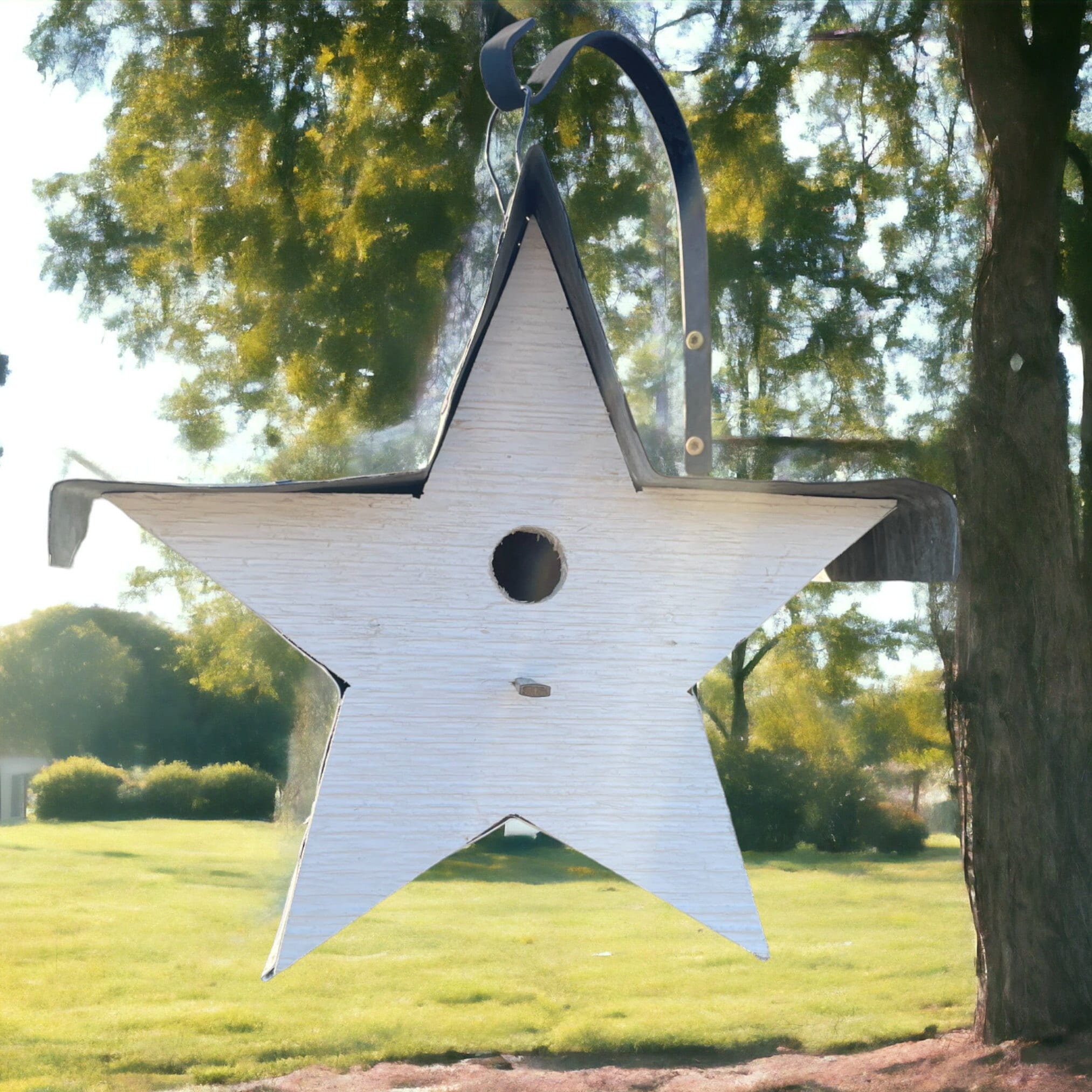Small Yellow Wooden Birdhouse Handmade by Amish Star Birdhouse Outdoor ...