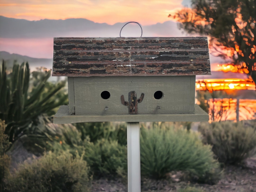 Handmade Rustic Birdhouse, Southwest Decor, Cactus Decor, Hanging ...