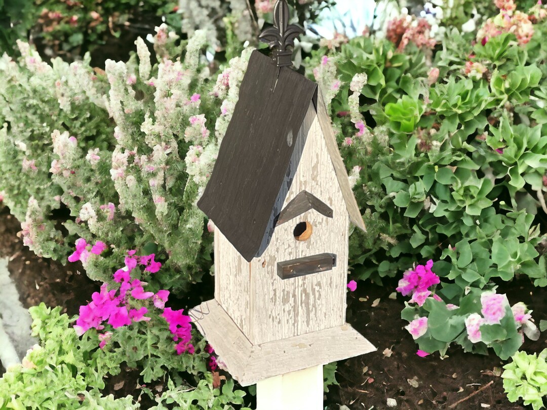 Rustic Amish Handmade Birdhouse, Outdoor Decor, Post Birdhouse ...