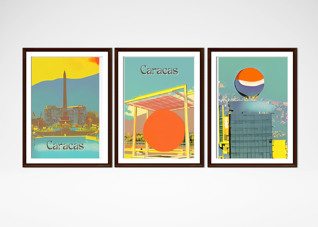 Set of 3 - Caracas Venezuela Wall Art Set – Printable Cruz Diez Posters ...