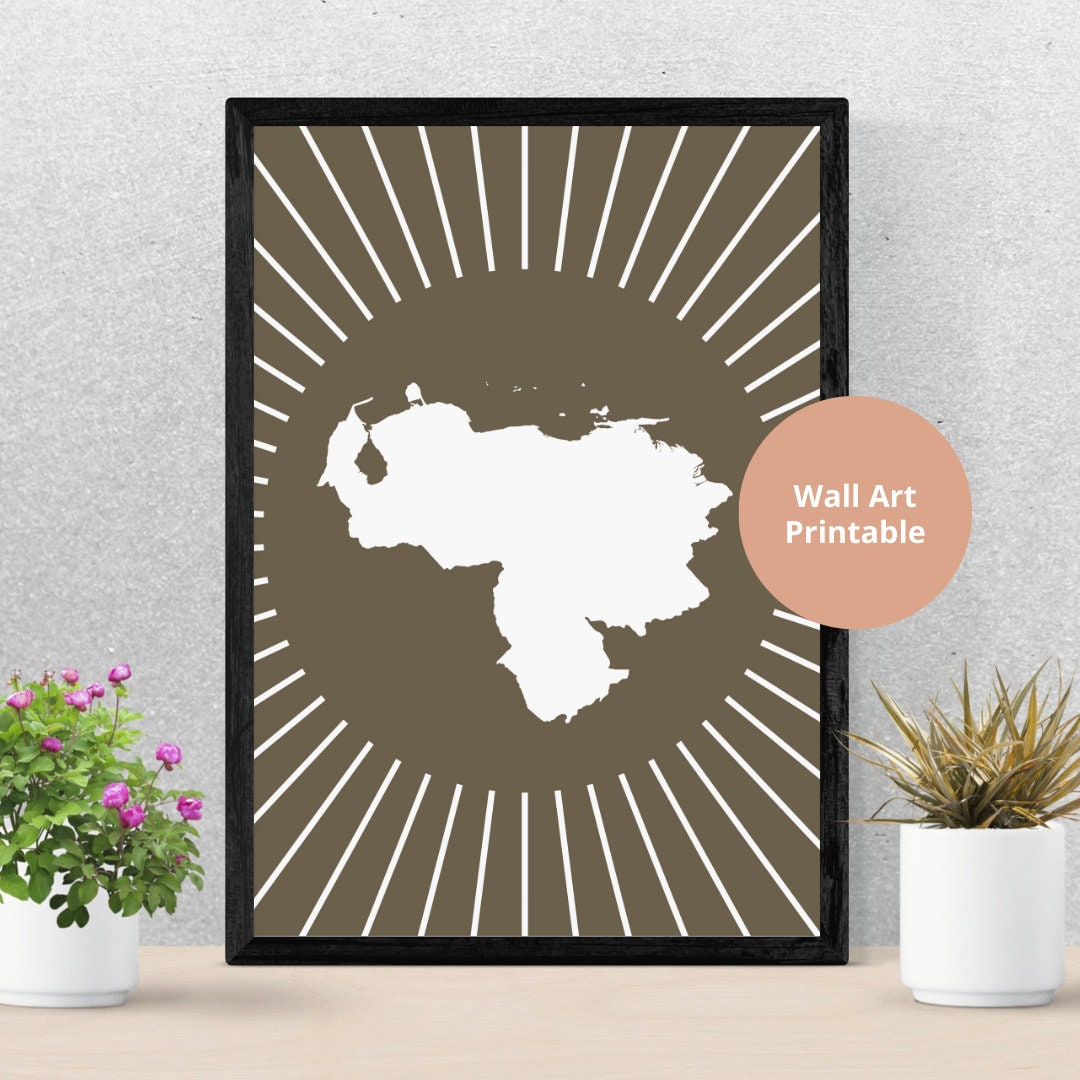 Venezuela Travel Wall Art: Boho Map Printable. Boho Posters for Decor ...