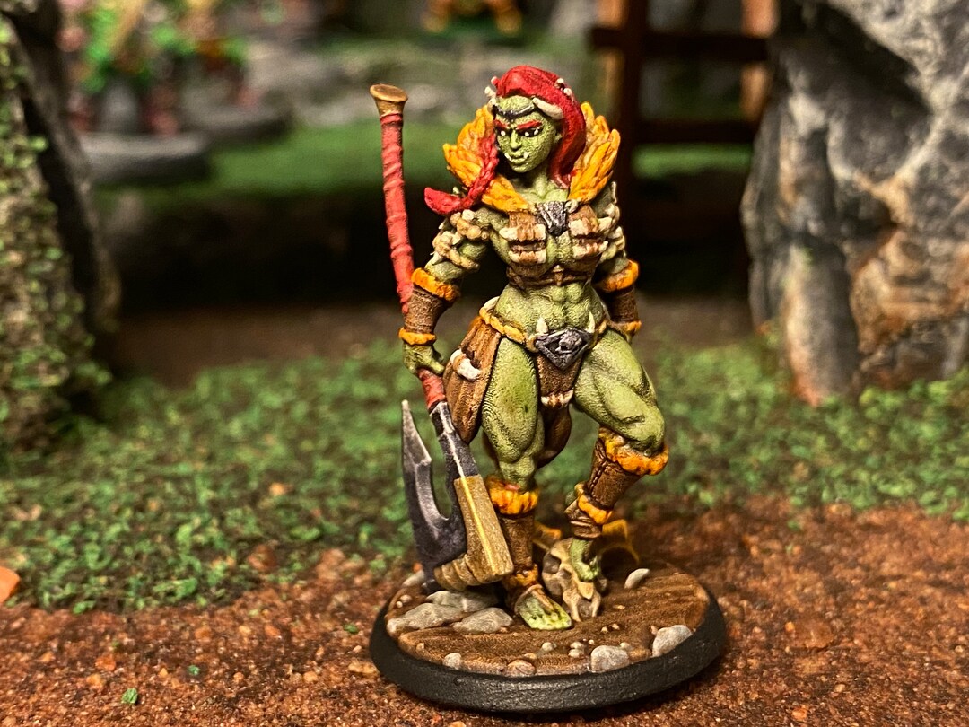 Painted Orc Warrior Queen Pinup Fantasy Miniature 32mm Dnd Sexy ...