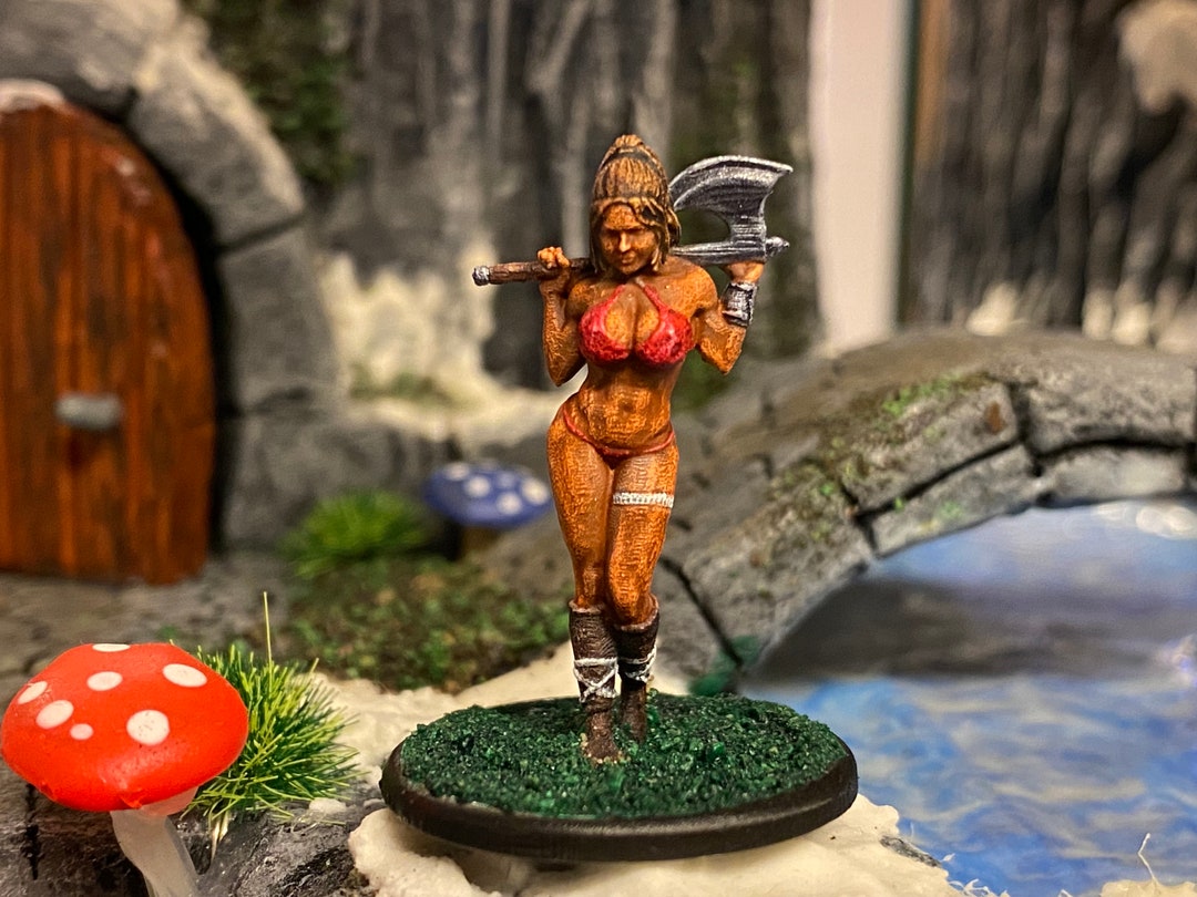 Painted Human Pinup Barbarian Fantasy Miniature 28mm Sexy KLT Studio Dnd Tabletop Board Games ...
